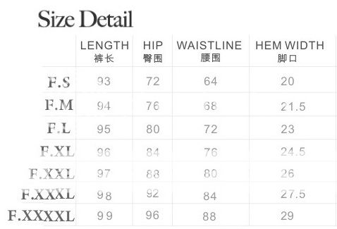 leggings xxl size numbers chart