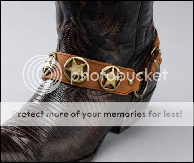 Cowboy Leather Boot Chains W/Antiqued Brass Stars For Sale at ...