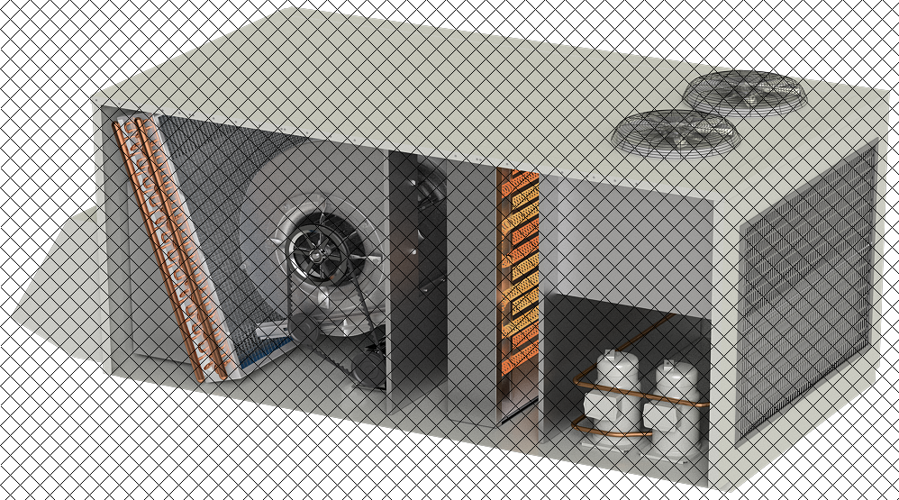 trane rtu animation includes blower fan condensing fans electric ...