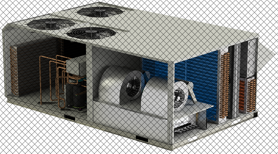 lennox rtu animation includes blower fan condensing fans damper heating ...