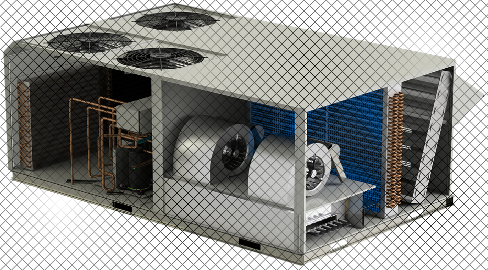 lennox rtu animation includes blower fan condensing fans damper cooling ...