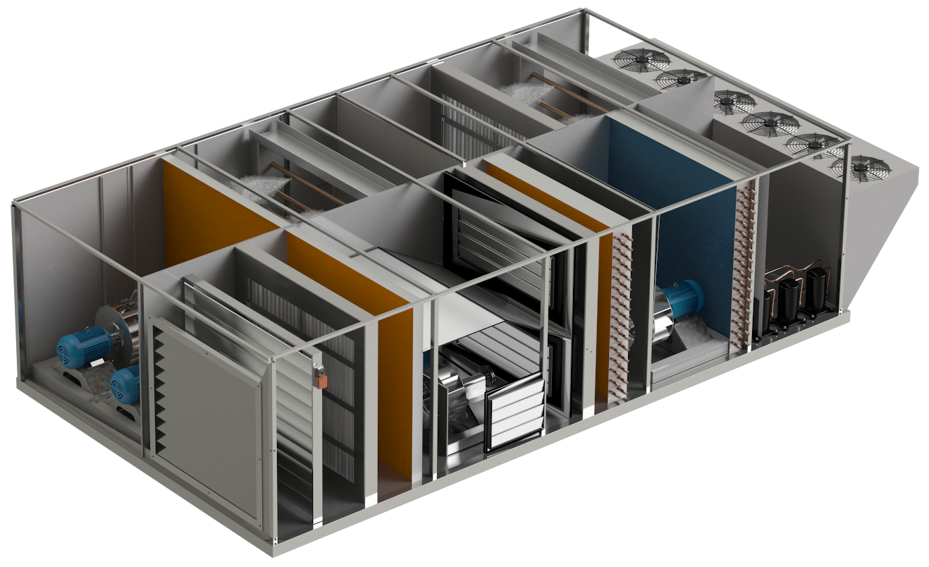 unit rtu animation includes blower fan condensing fans heating cooling ...