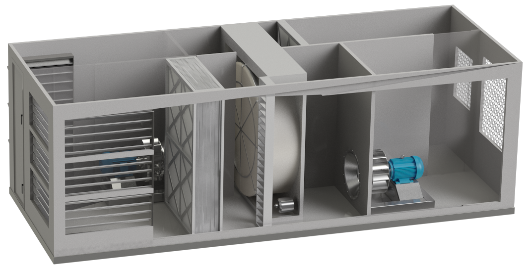 semco rtu animation includes blower fan energy wheel dampers 10 frames ...