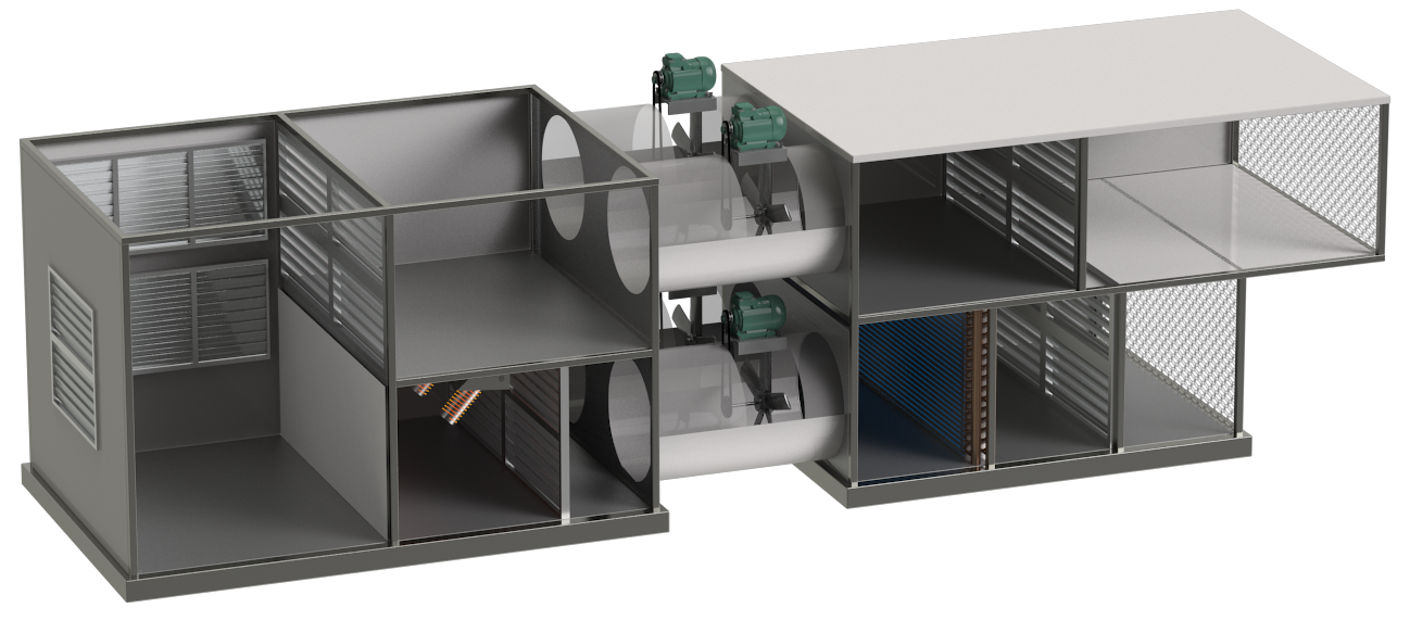 flakt rtu animation includes blower fan heating cooling coils cost ...