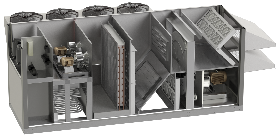 valent erv rtu animation includes blower fan condensing fans heating ...